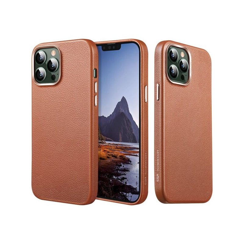 ESR Metro Premium kožna maska pro iPhone 13 Pro Max - smeđi - AppleKing.hr